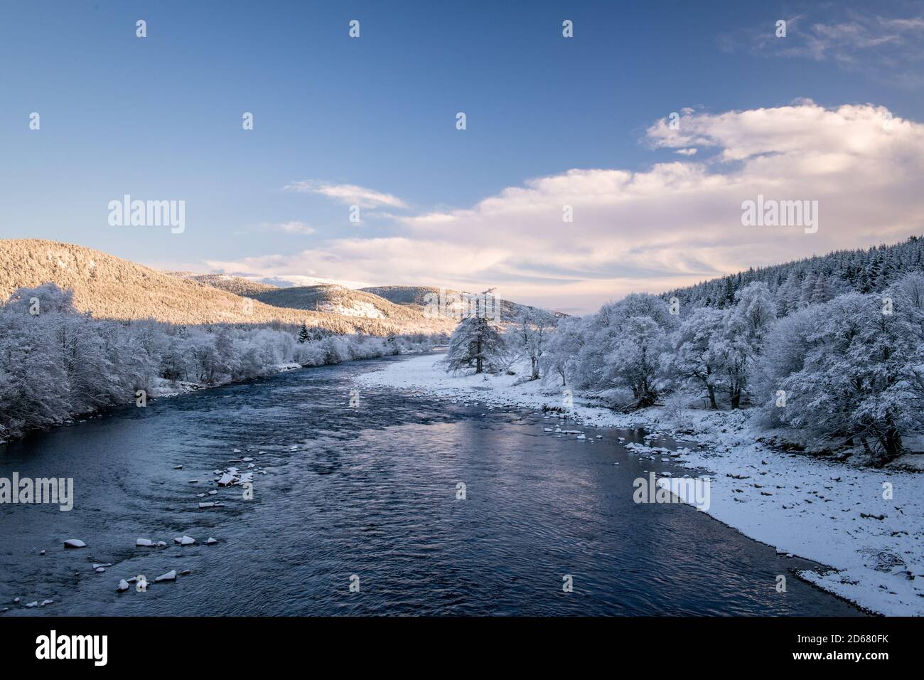 Snowy Deeside from Ballater bridge Stock Photo - Alamy