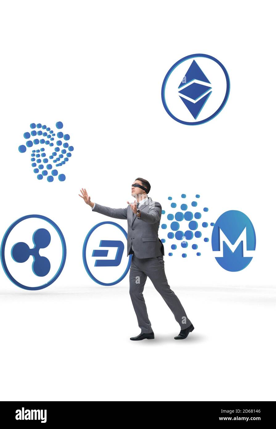 The concept of various cryptocurrencies and businessman Stock Photo - Alamy