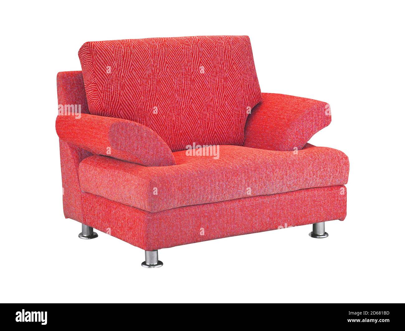 Contemporary red suede sofa isolated on white background Stock Photo ...