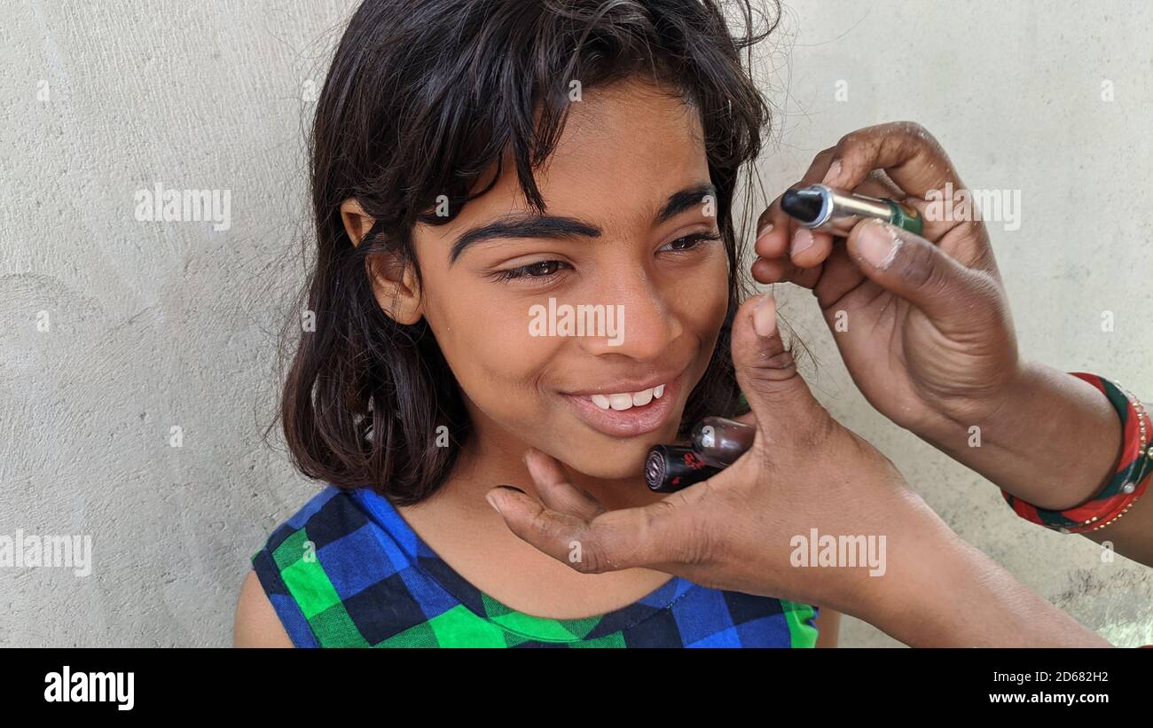 15 October 2020 : Reengus, Jaipur, India / Indian cute girl ready to ...