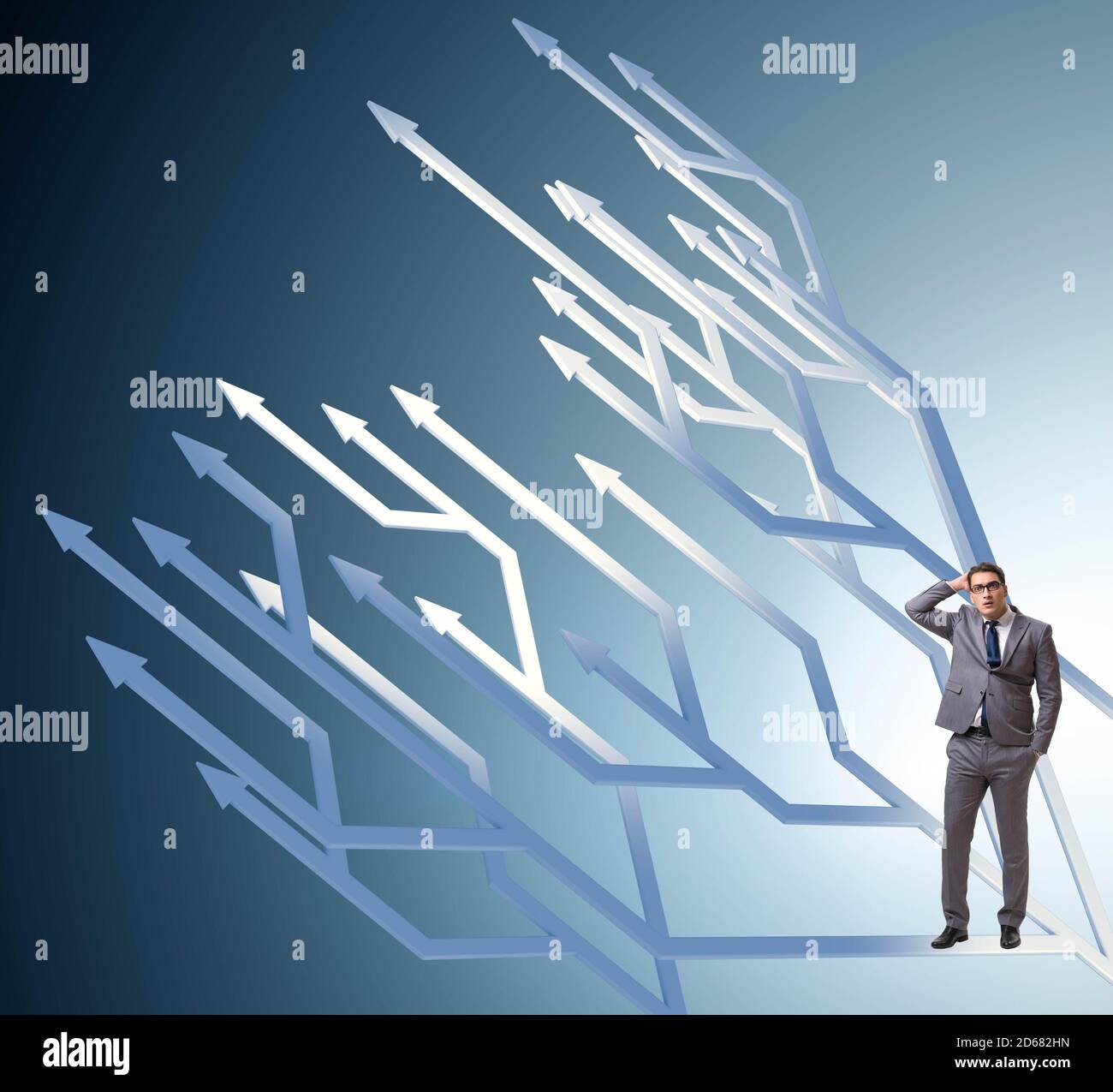 The businessman thinking of different career paths Stock Photo - Alamy