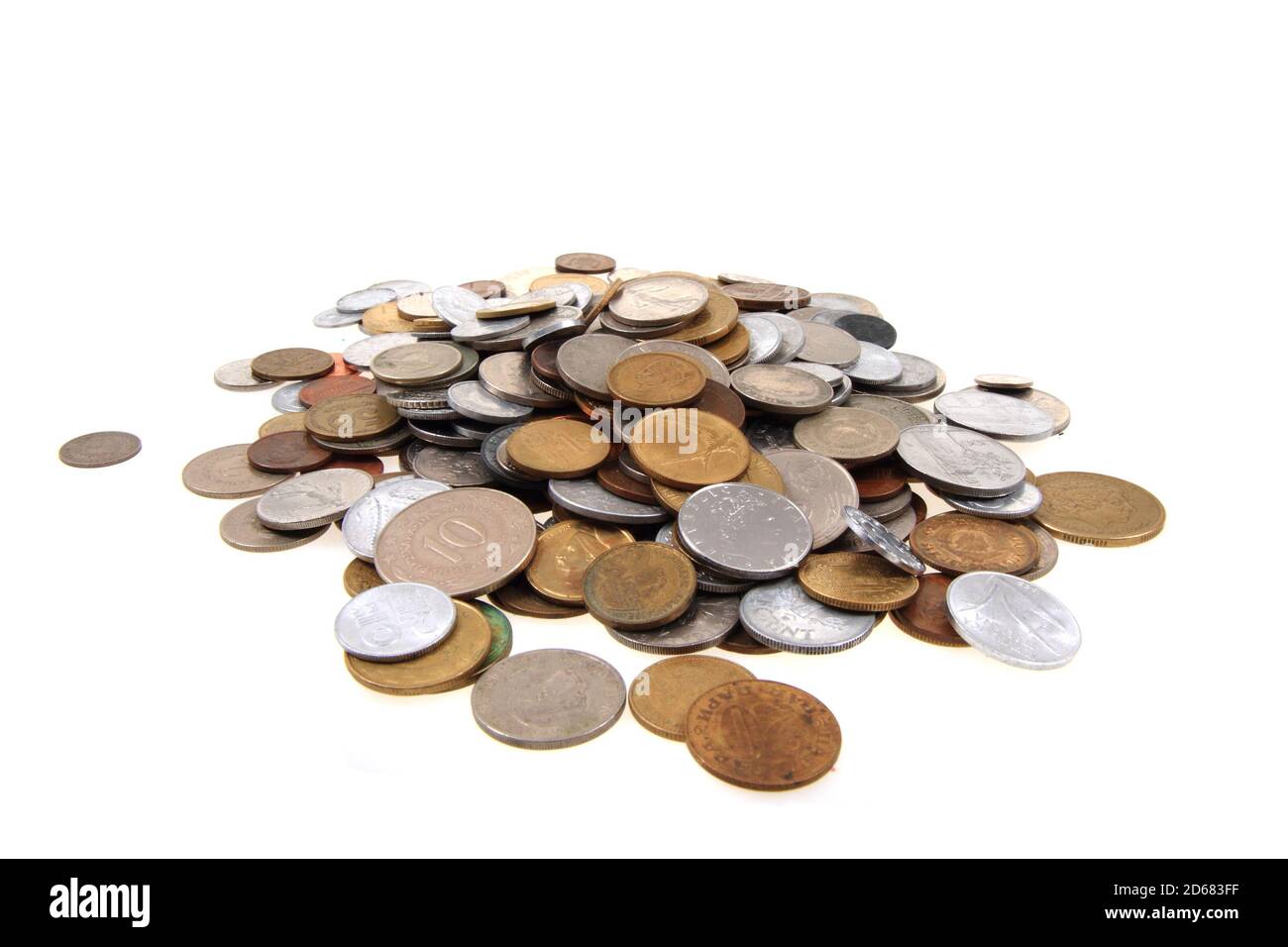 old european coins isolated on the white background Stock Photo - Alamy