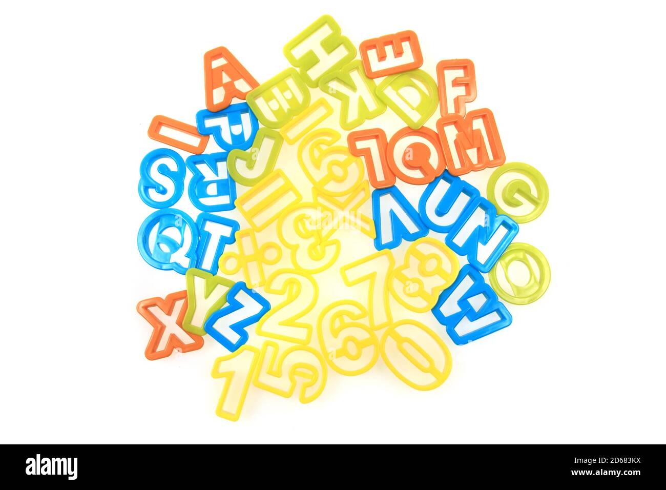 color plastic alphabet isolated on the white background Stock Photo - Alamy