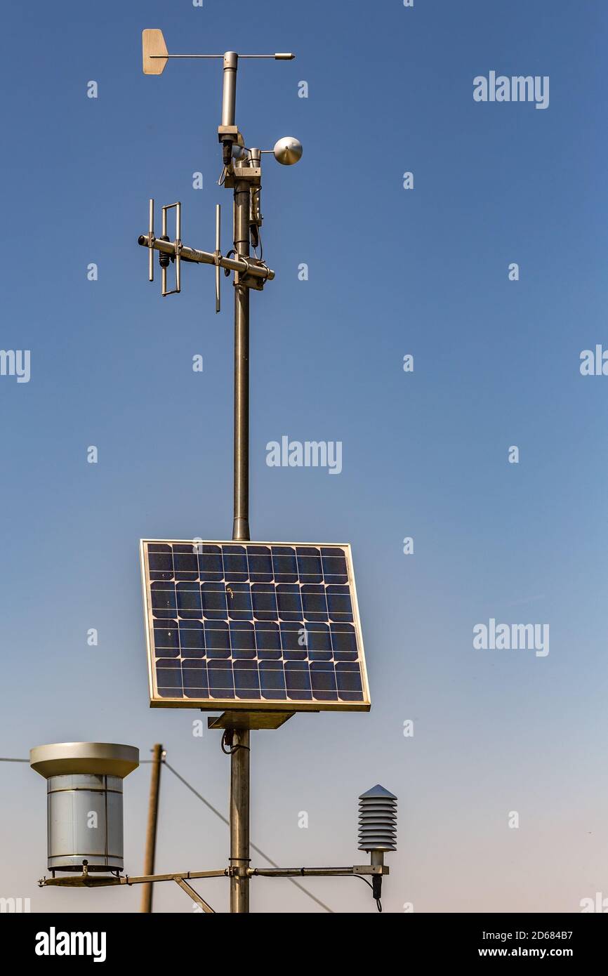 anemometric station with solar panel Stock Photo - Alamy