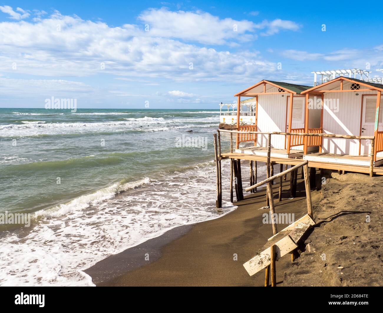 Beach cabins in Ostia Lido - Rome, Italy Stock Photo - Alamy