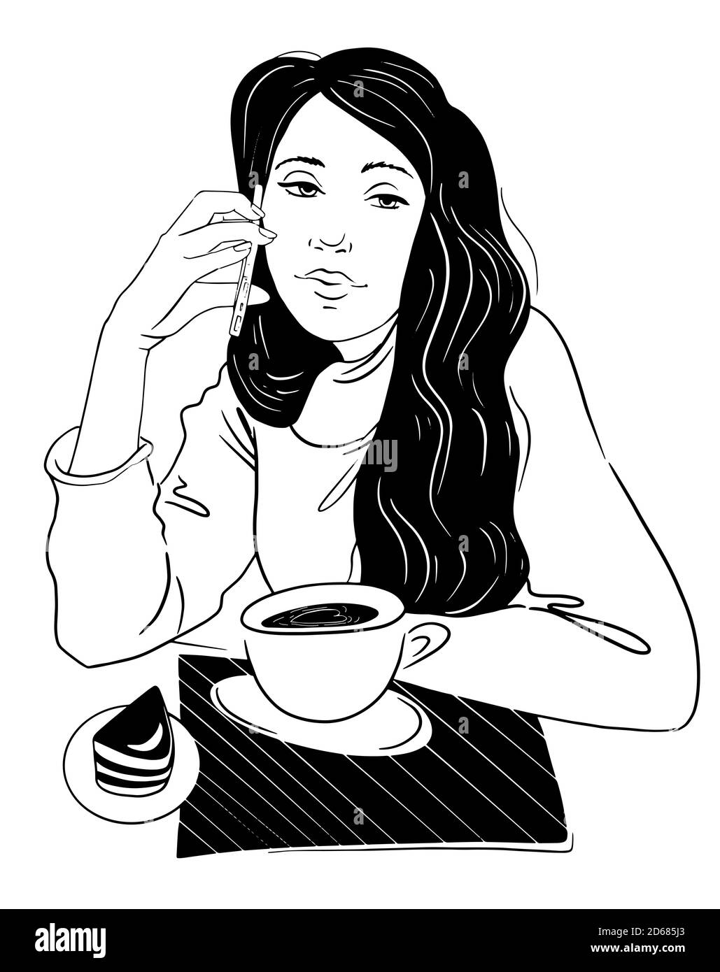 Women drinking coffee vintage Stock Vector Images - Alamy