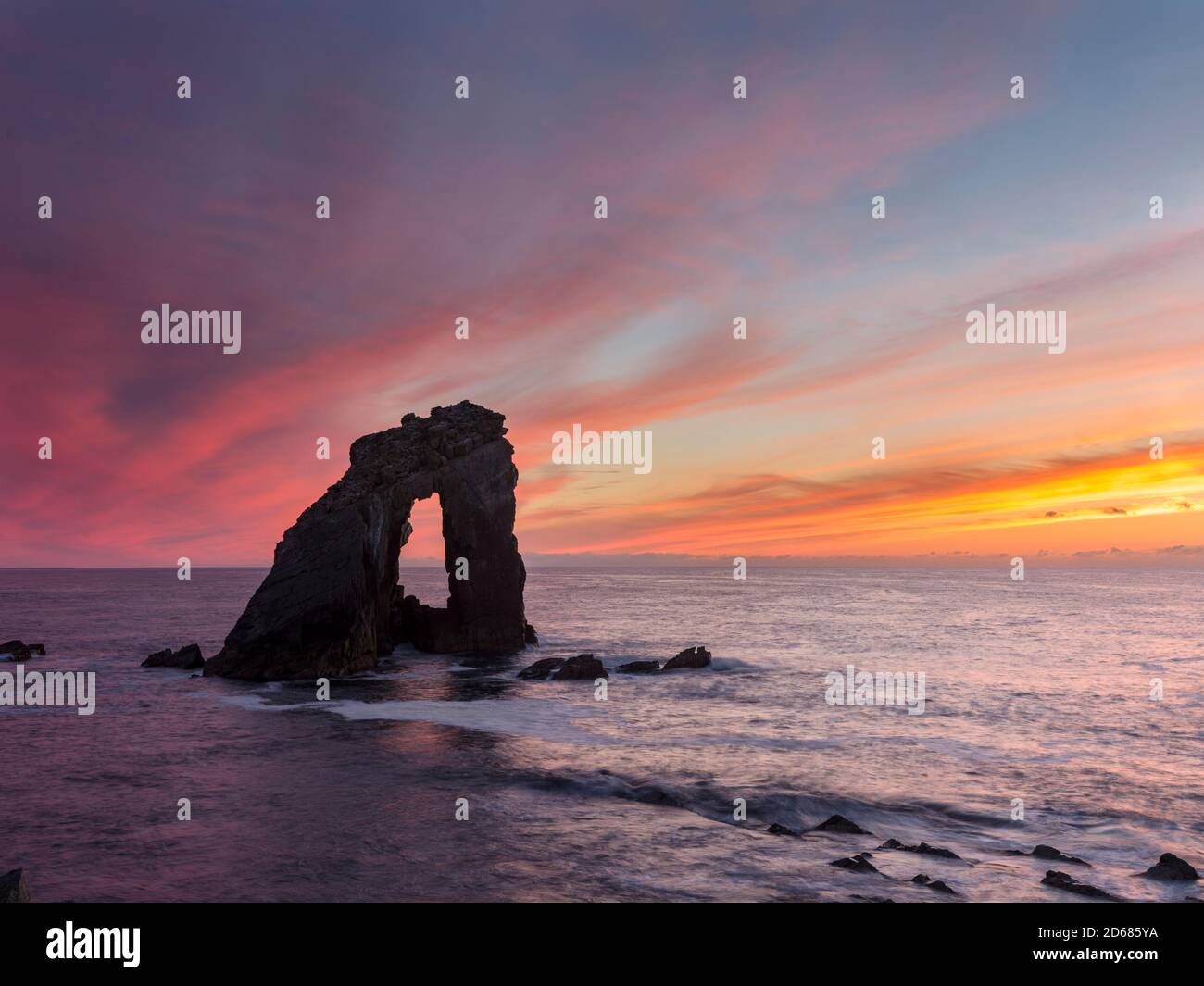 Gaada Stack, a natural arch 45m high, Foula Island, Shetland Islands ...