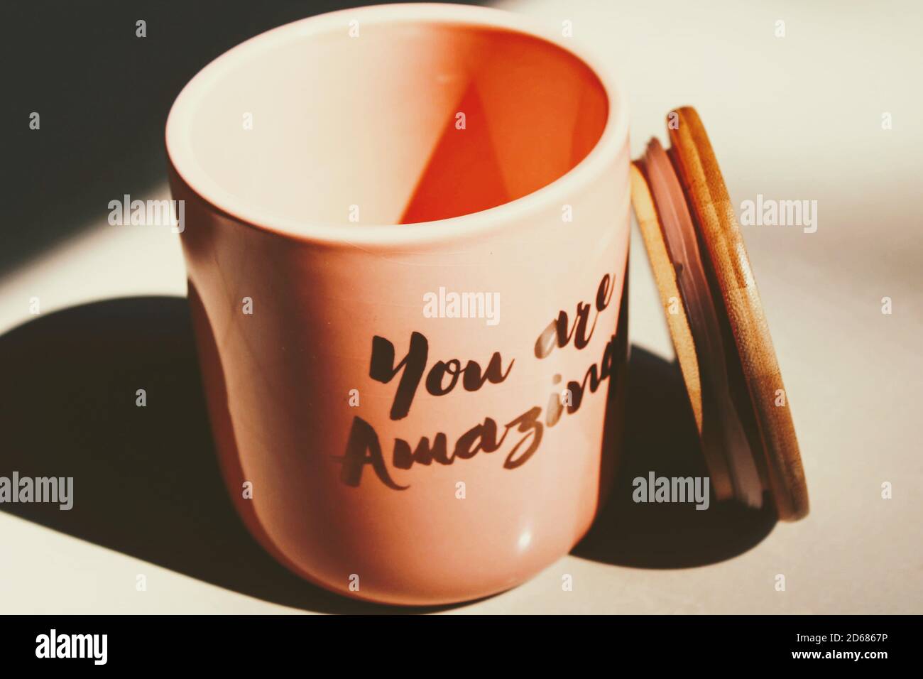 A picture of a mug captured that had a beautiful writing on it Stock ...