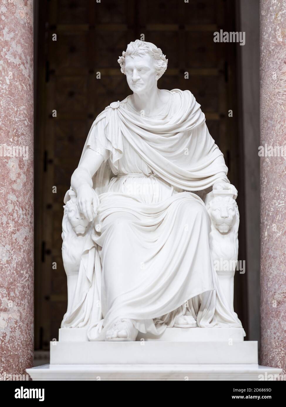 Walhalla or Walhalla Temple near Donaustauf in Bavaria. Bust of Ludwig ...