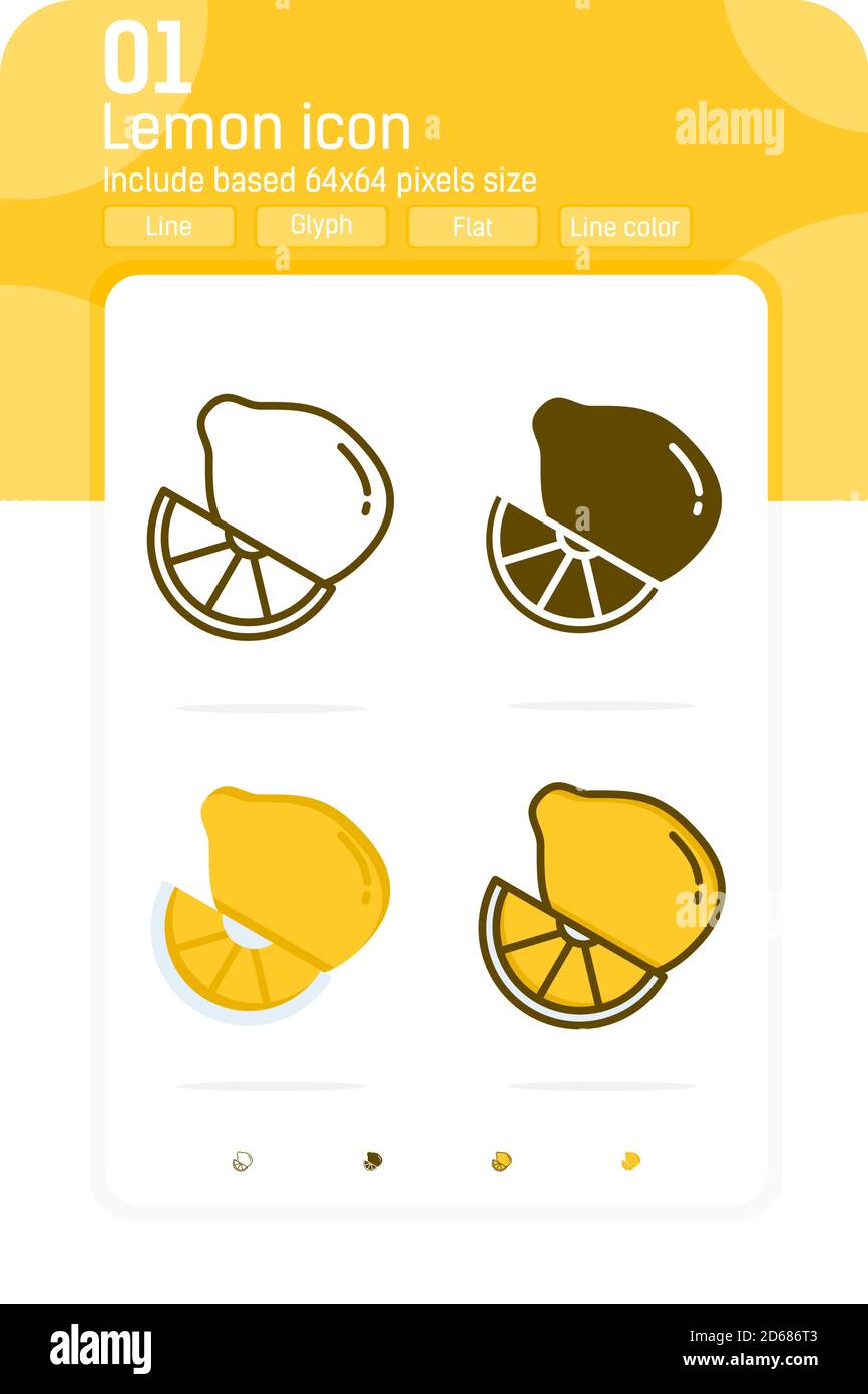 Citrus or lemon premiun icon with multiple style isolated on white ...