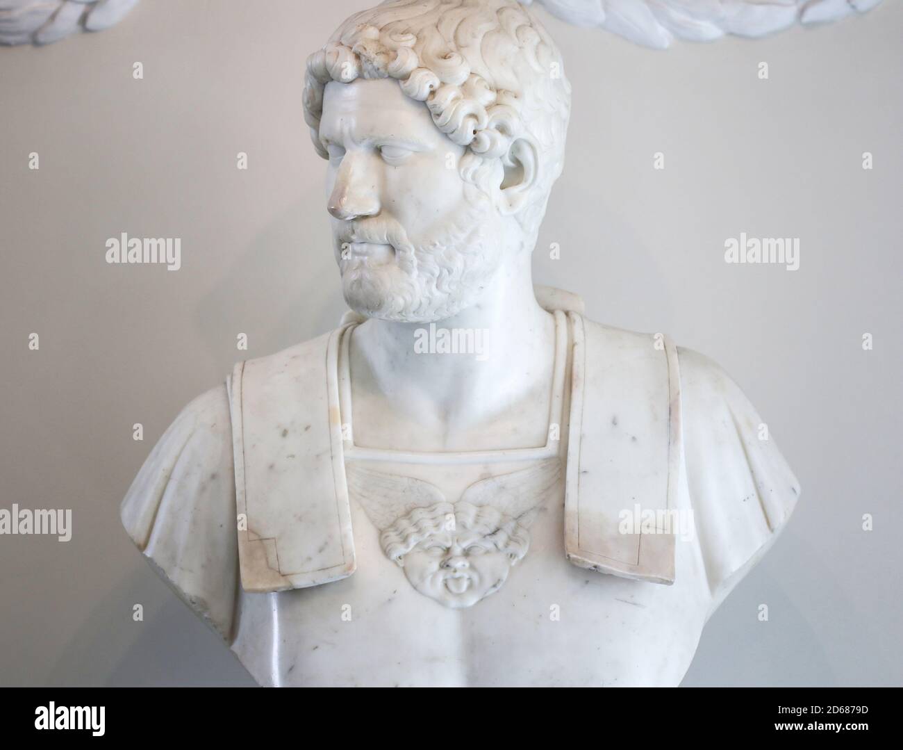 Bust of Roman emperor Hadrian made in white marble by unknown artist ...