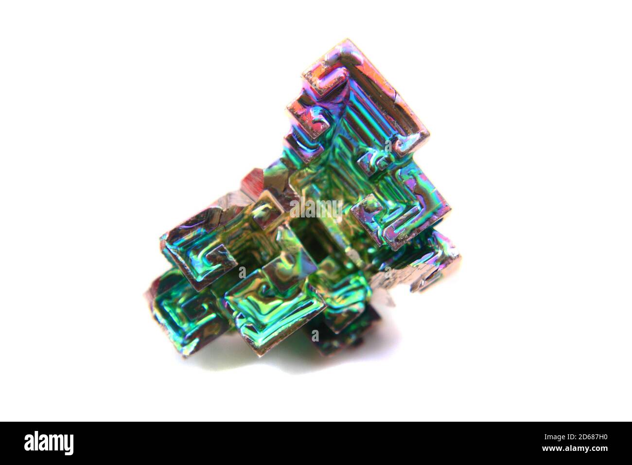 color bismuth crystal isolated on the white background Stock Photo - Alamy