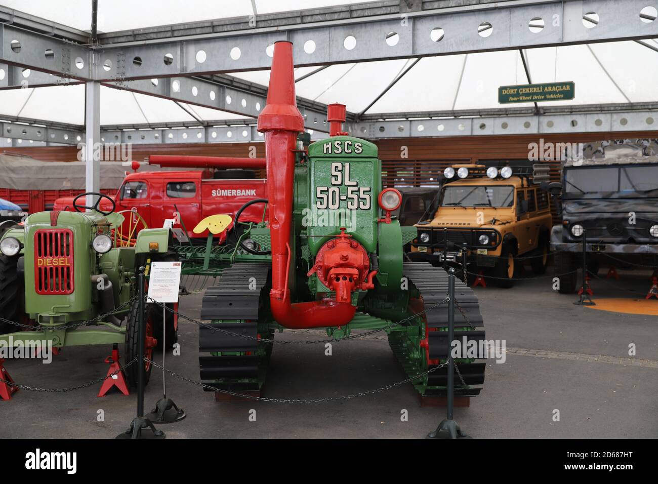 ISTANBUL, TURKEY - SEPTEMBER 20, 2020: HSCS tractor in Rahmi M. Koc ...