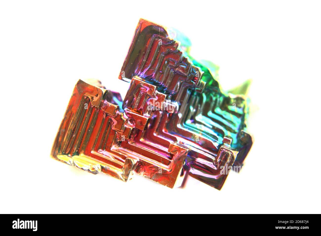 color bismuth crystal isolated on the white background Stock Photo - Alamy