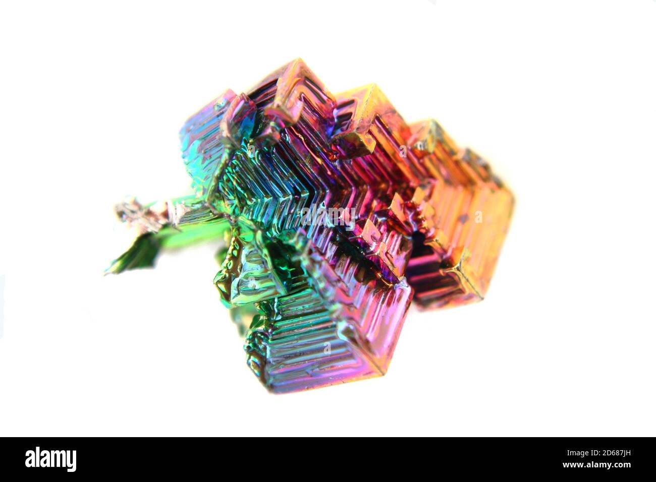 color bismuth crystal isolated on the white background Stock Photo - Alamy