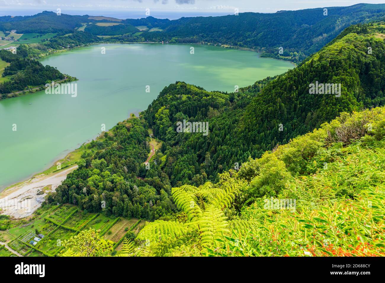 View of the Lake Furnas (Lagoa das Furnas) on Sao Miguel Island, Azores ...