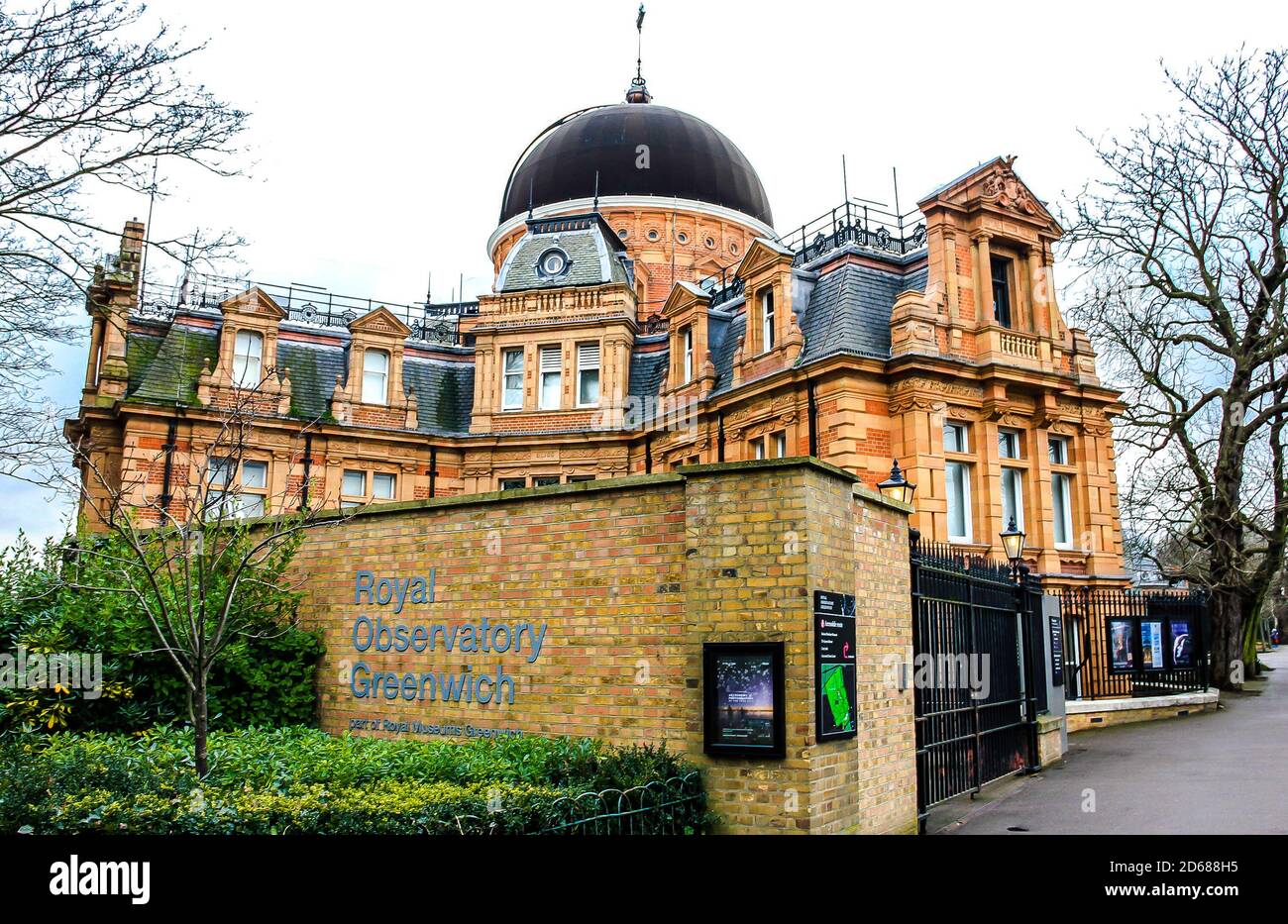 The Royal Observatory, built in 1676, on a hill in Greenwich Park ...
