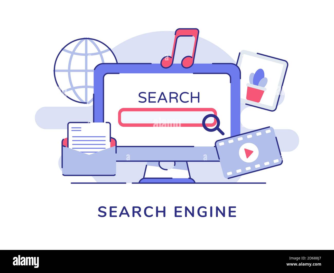 Search engine concept ui magnifier on display computer screen video ...