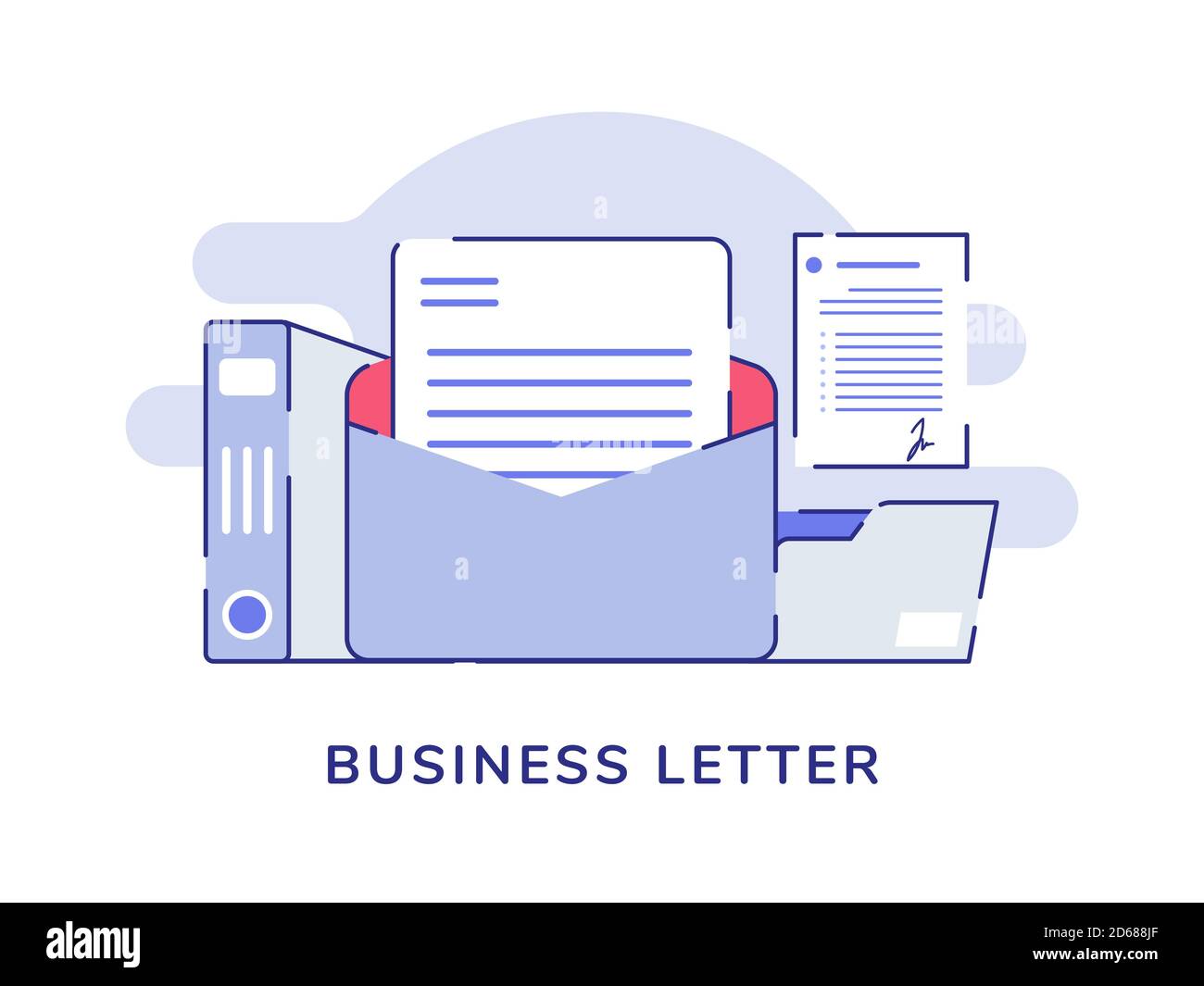 Business letter concept open mail file folder holder document white ...