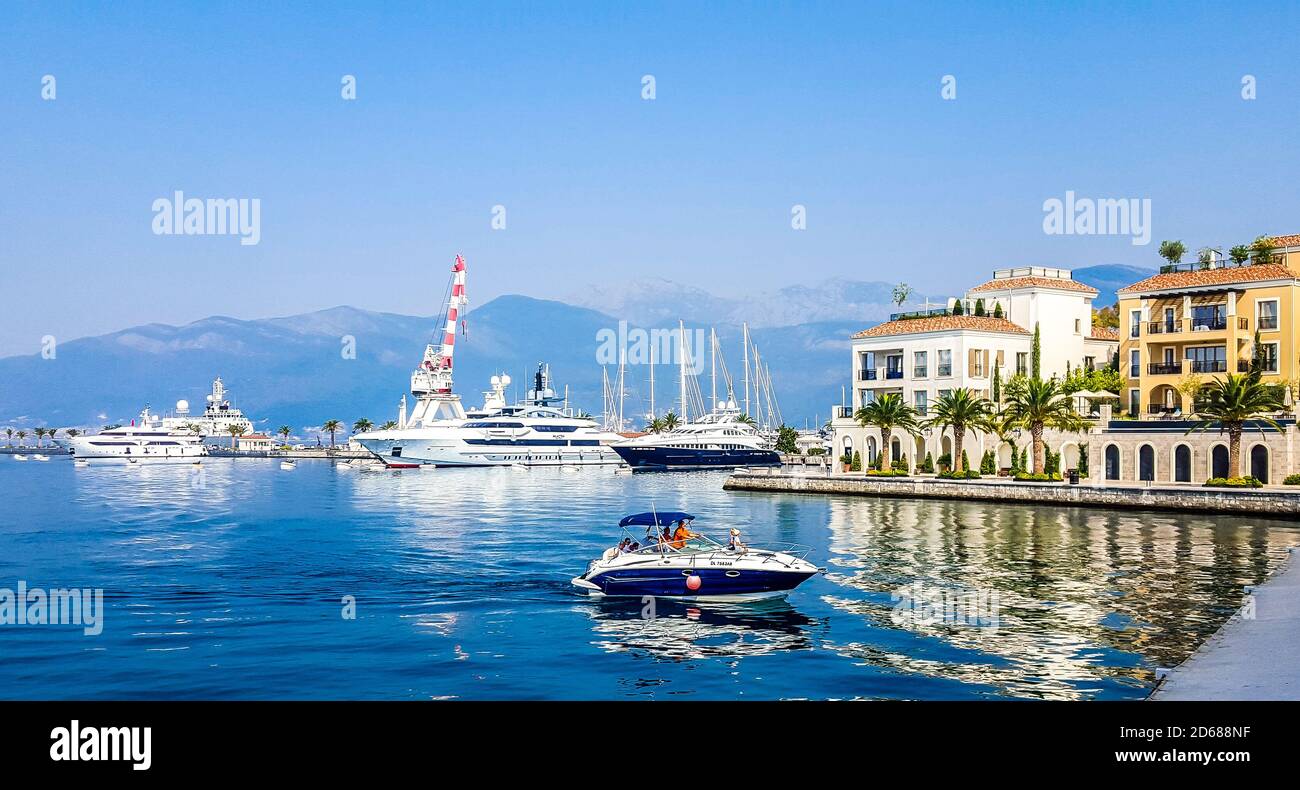 Port of resort town Tivat in Montenegro Stock Photo - Alamy