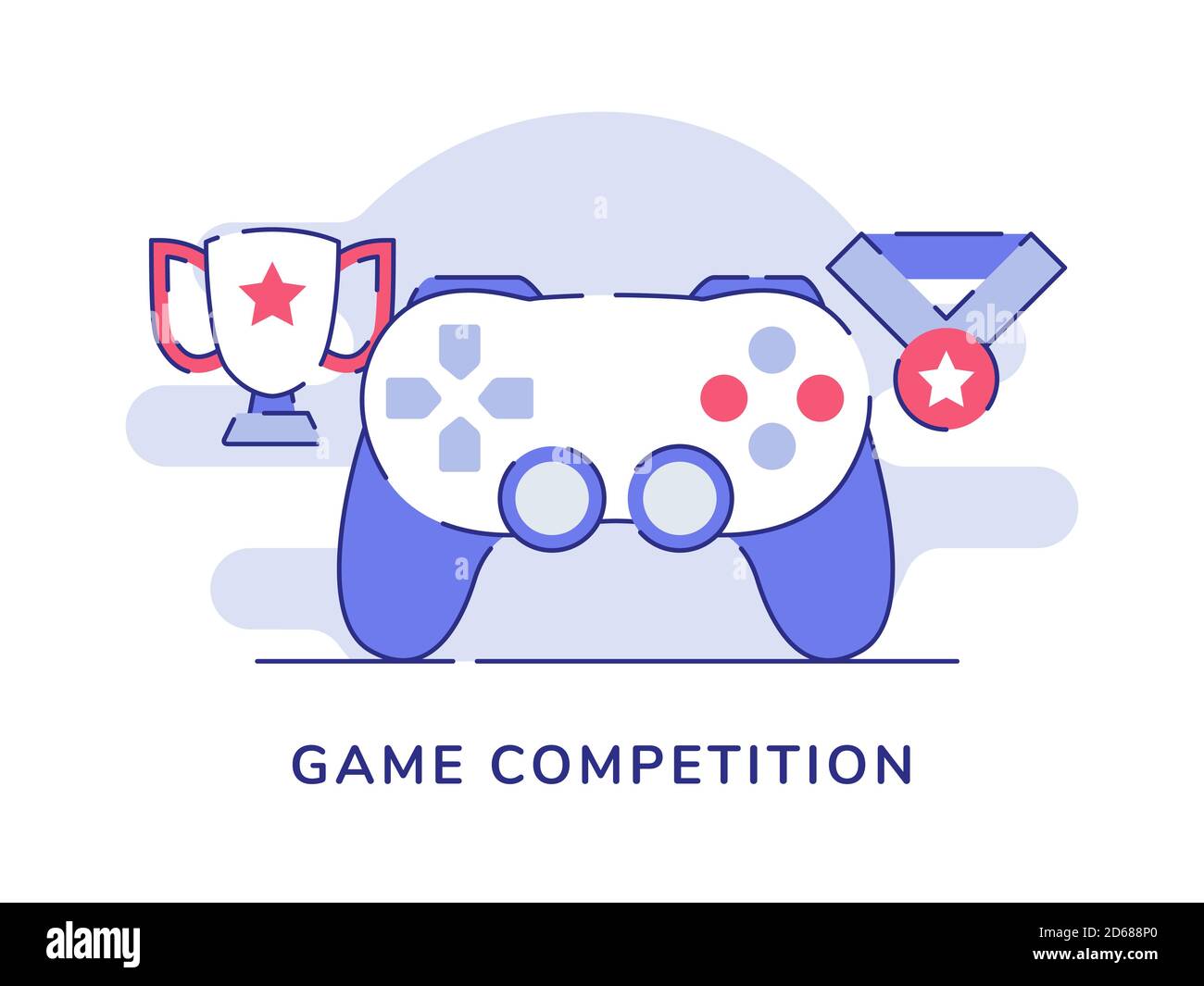 Game competition concept joystick trophy medal white isolated ...