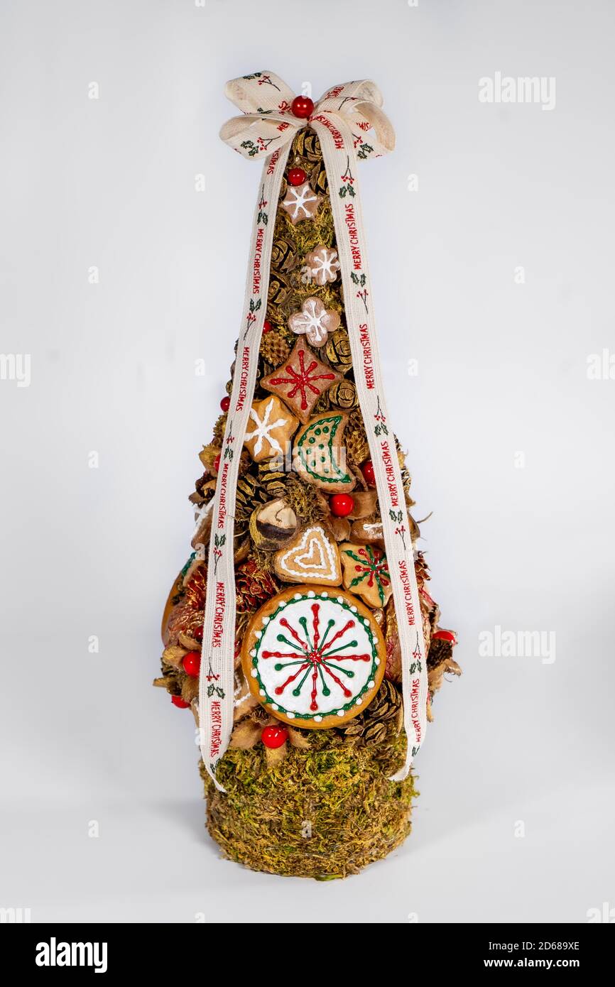 Christmas tree table cones mini decoration for new year Stock Photo - Alamy