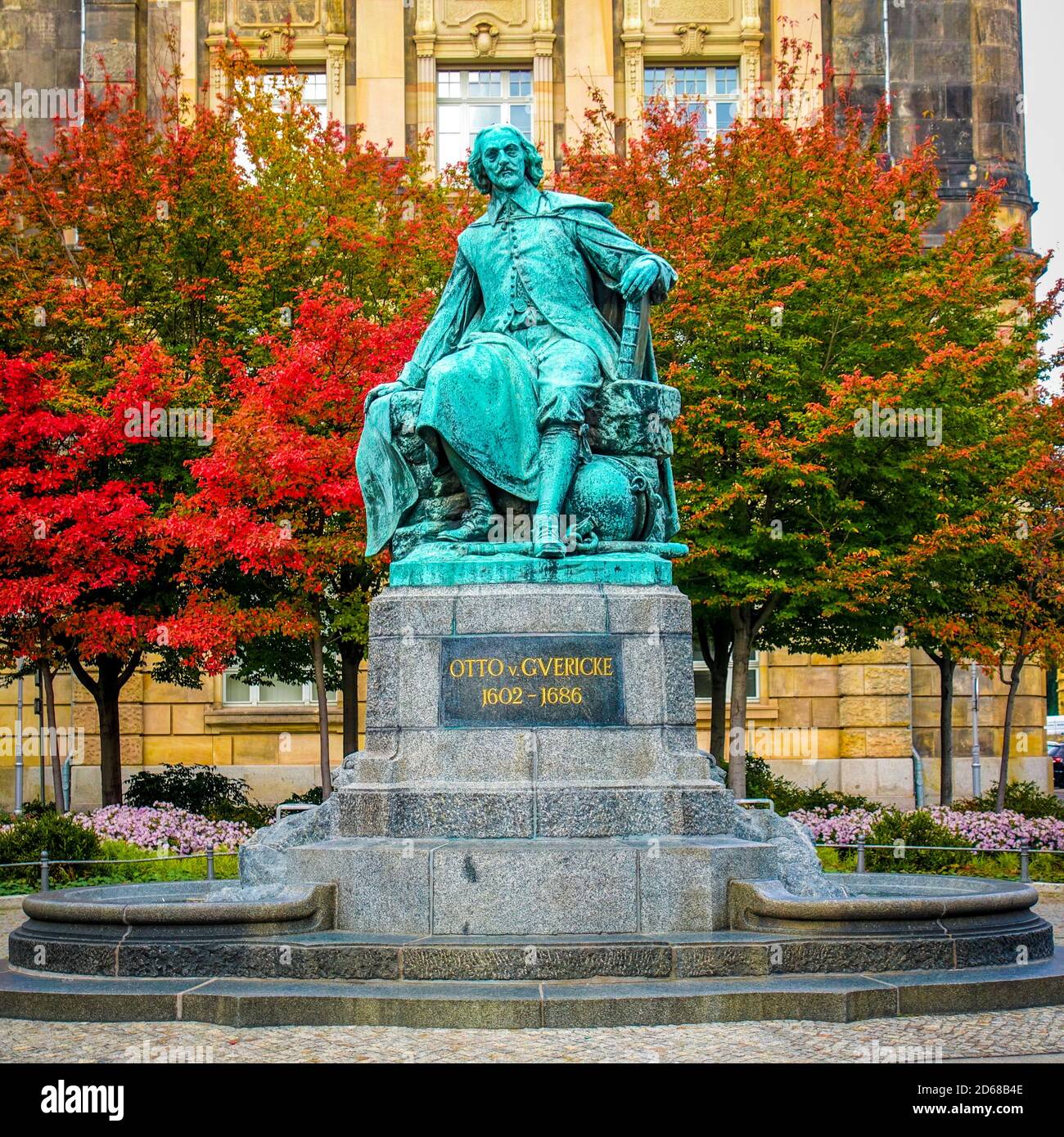 Statue of great scientist Otto Guericke in Magdeburg, Germany Stock ...