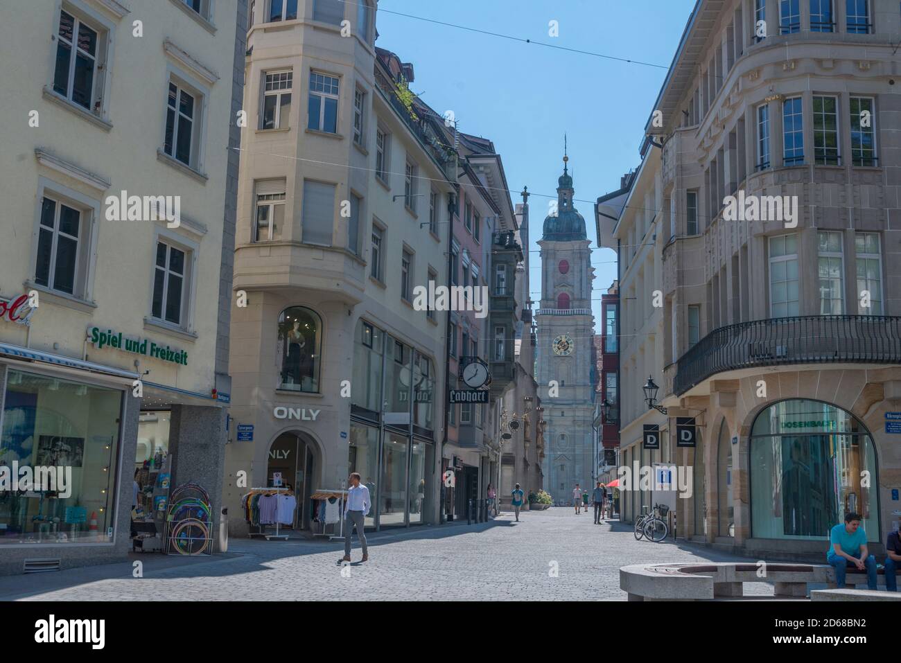 Marktgasse (market street) and tower of Abbey of Saint Gall ...