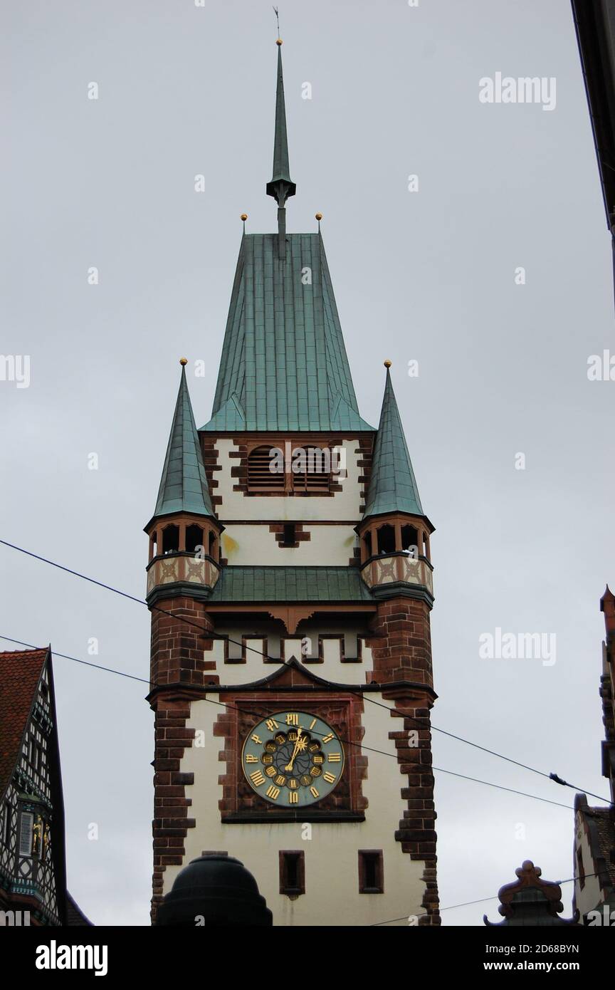 The old watch tower and gate in Freiburg, Germany Stock Photo - Alamy