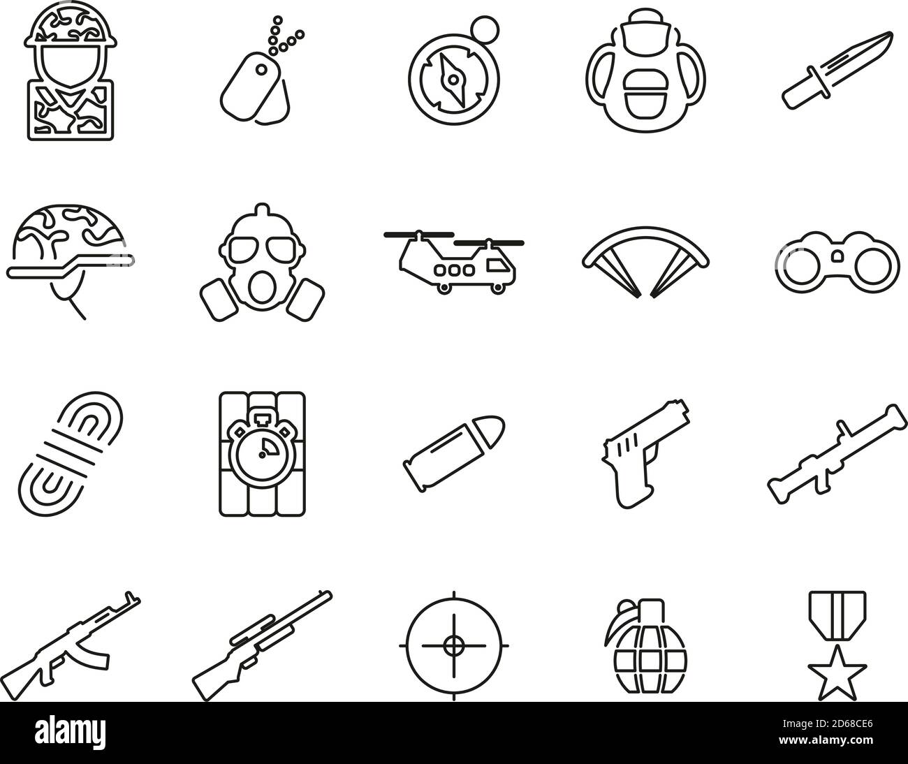 Commandos Or Special Forces Icons Thin Line Set Big Stock Vector Image ...