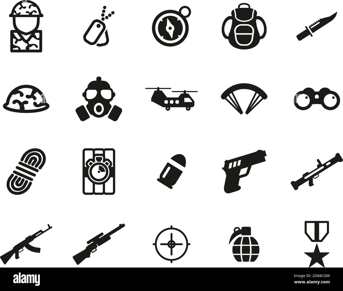 Commandos Or Special Forces Icons Black & White Set Big Stock Vector ...