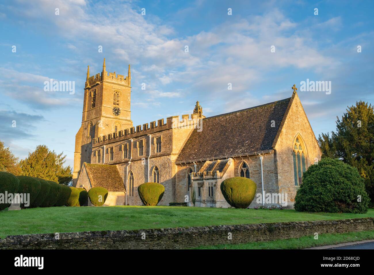 St Peter and St Paul Church in autumn just after sunrise. Long Compton ...