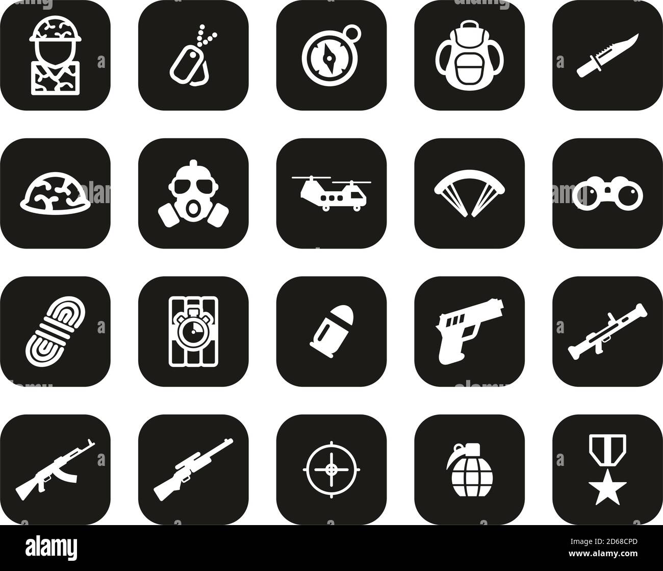 Commandos Or Special Forces Icons White On Black Flat Design Set Big ...