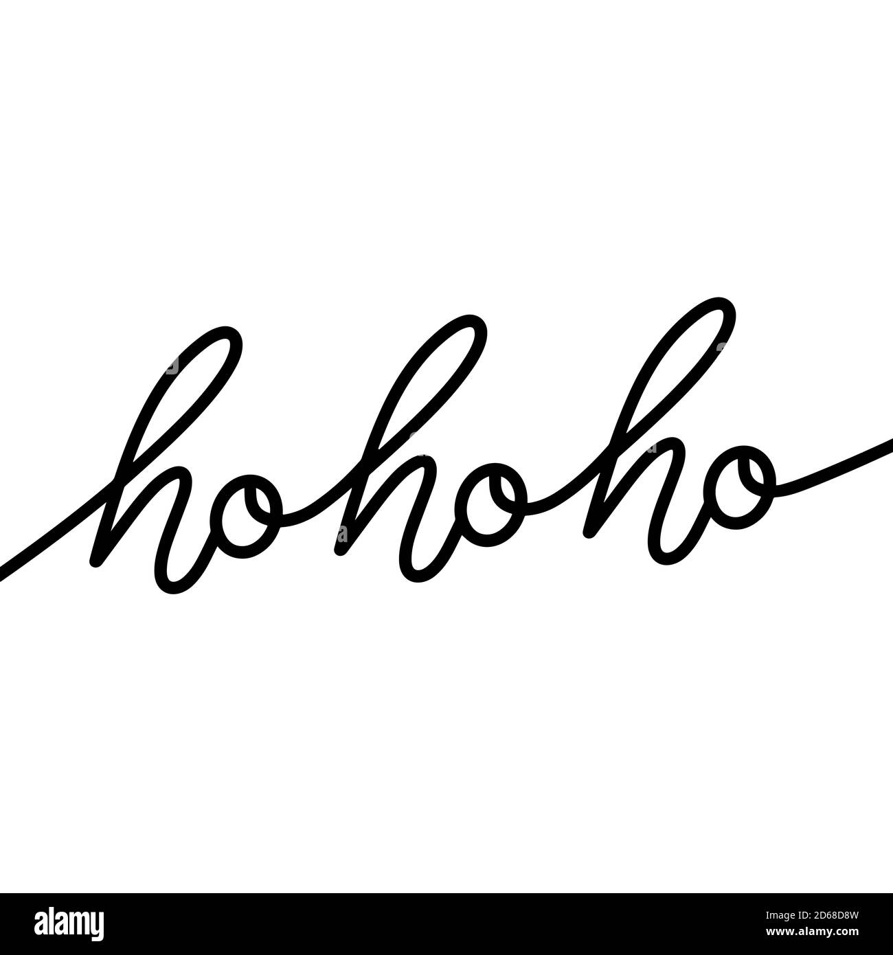 Ho Ho Ho modern monoline brush bounce calligraphy ink in black isolated ...