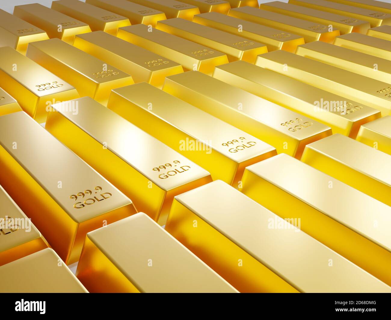Many Gold bar bullion 3D illustration rendering Stock Photo - Alamy