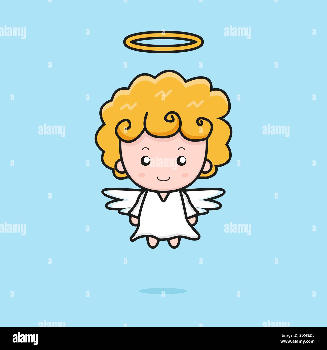 cute angel mascot character illustration. design isolated on blue ...