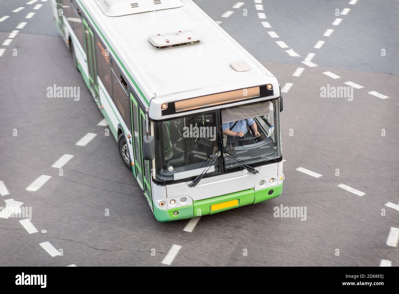 bus at city intersection top view Stock Photo - Alamy