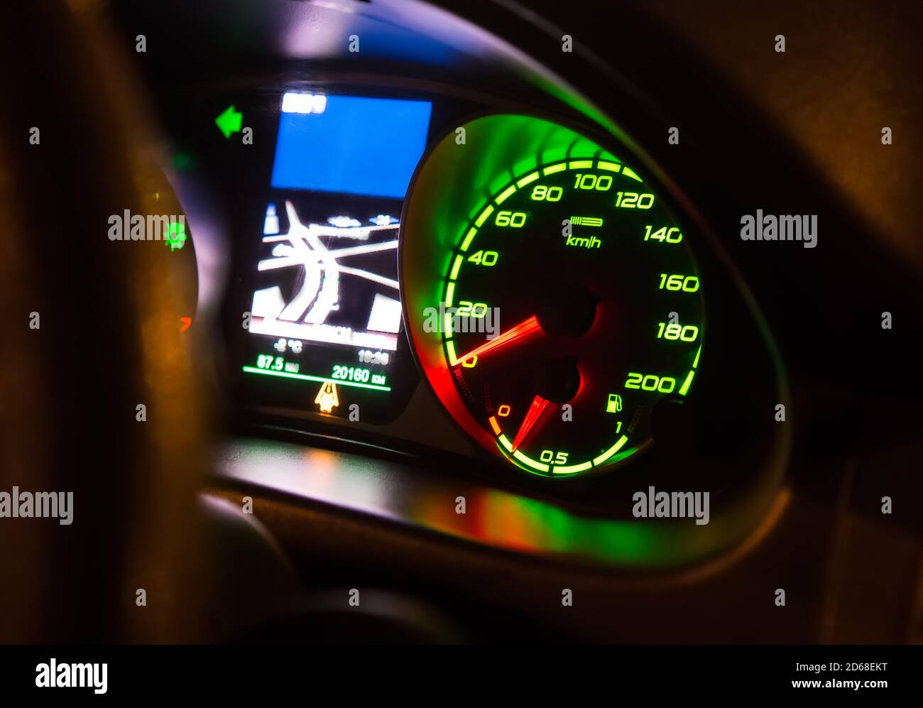 speedometer on dashboard of car shows excess of speed Stock Photo - Alamy