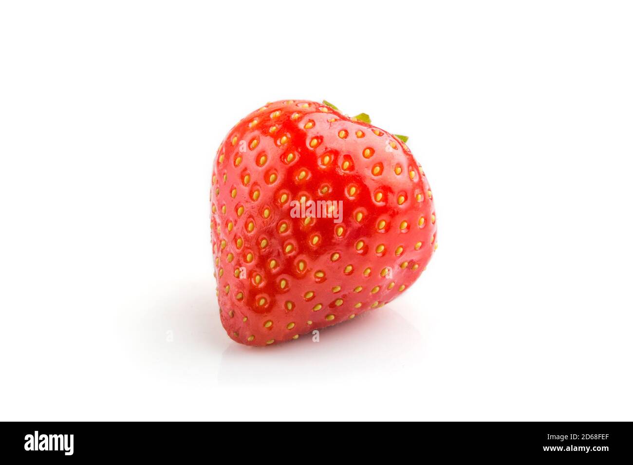 single fresh red strawberry isolated on white background. side view ...
