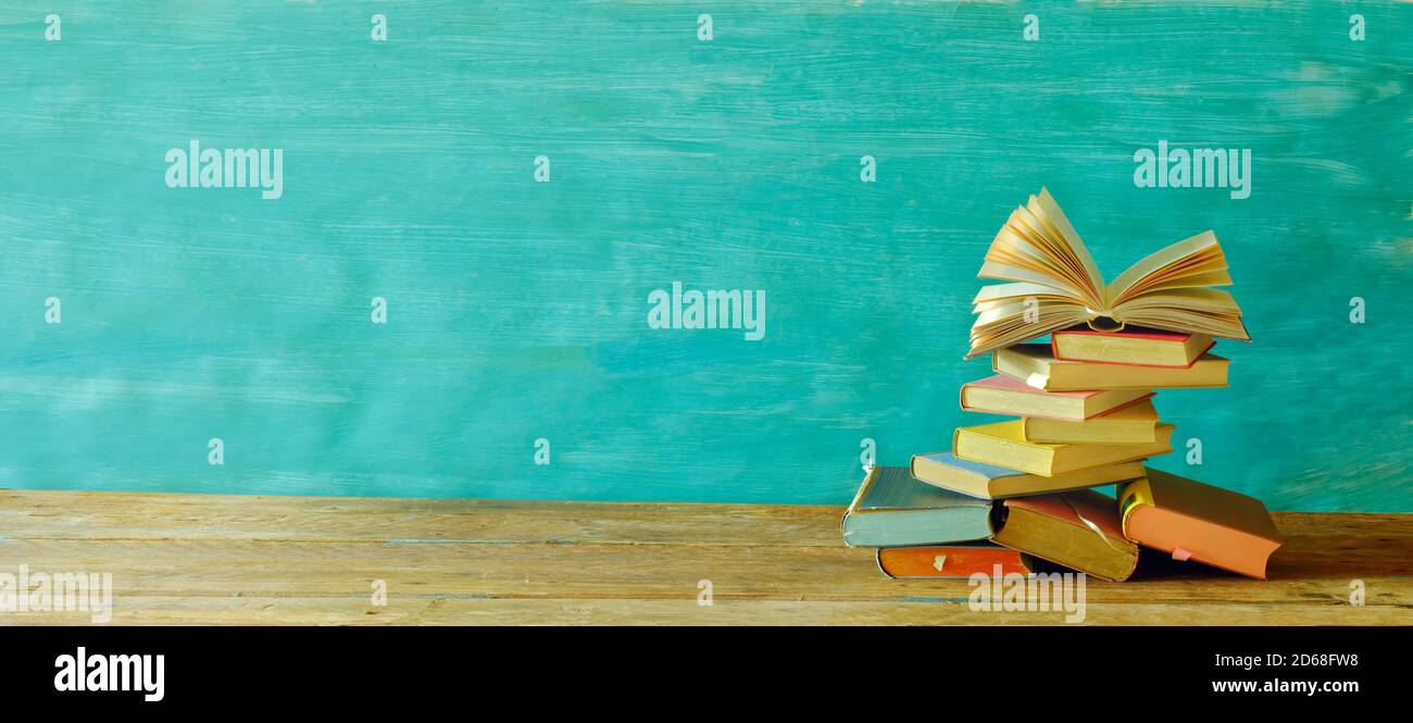 heap of books and an open book. Reading,literature,education,library ...