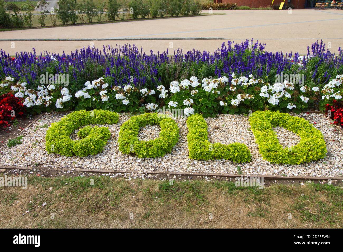 Gold, one of the five Normandy beaches named in flowers, Southsea, UK ...