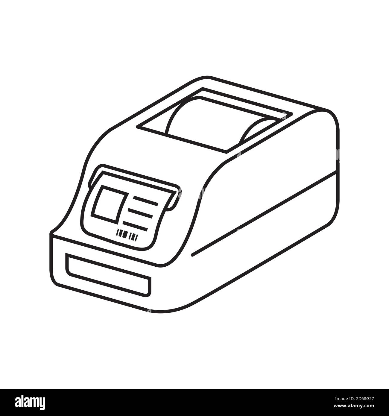 Bar code printer.Label printer Vector flat Check print.Cash machine ...