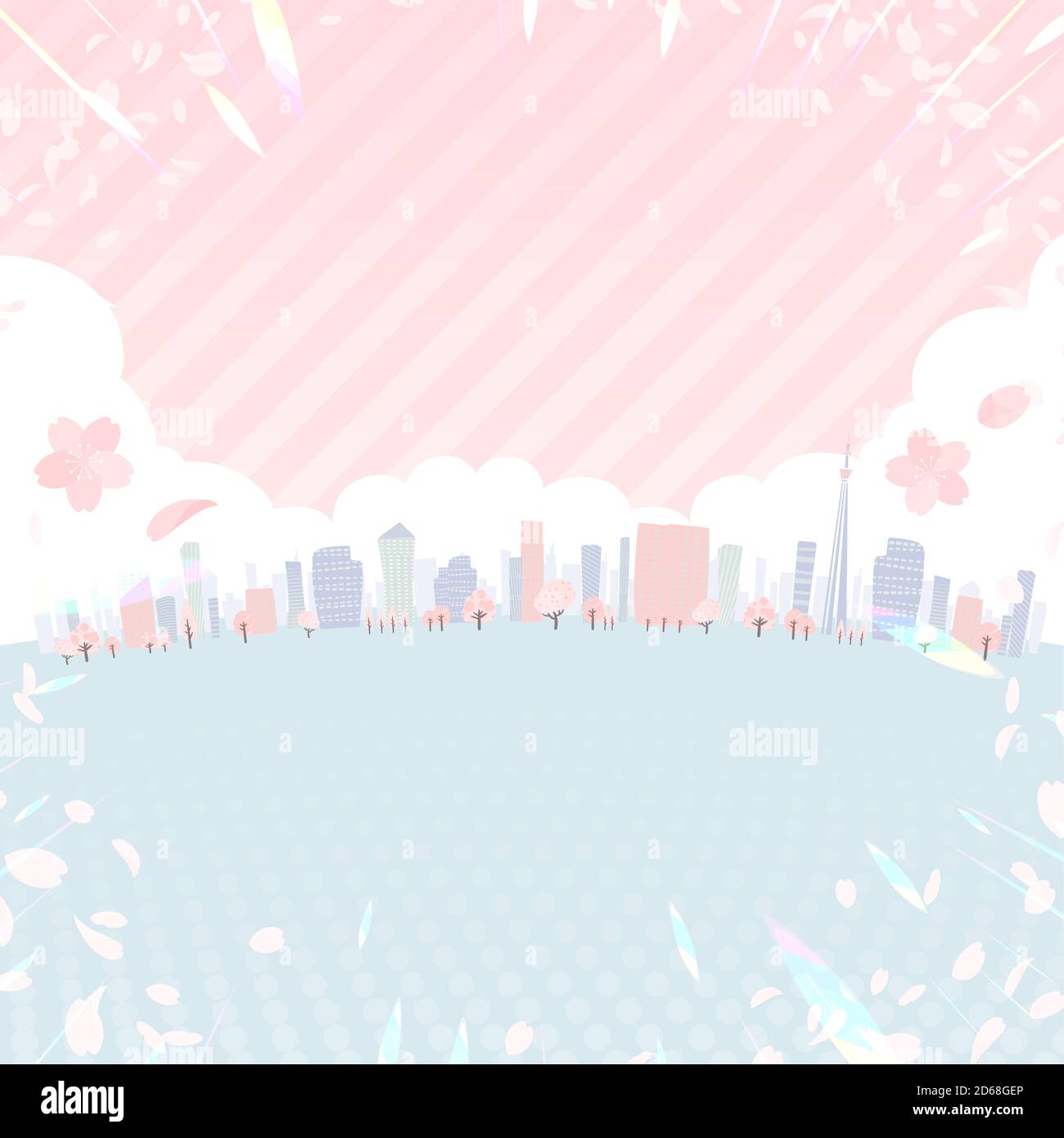A shining Spring city. Square size.Vector art that is easy to edit ...