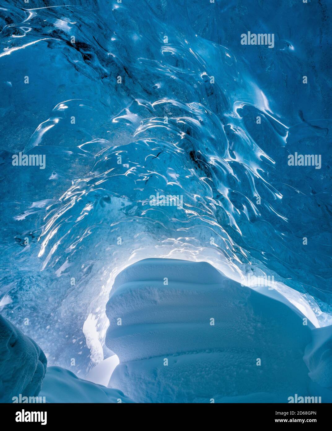 Ice cave in the glacier Breidamerkurjoekull in Vatnajoekull National ...