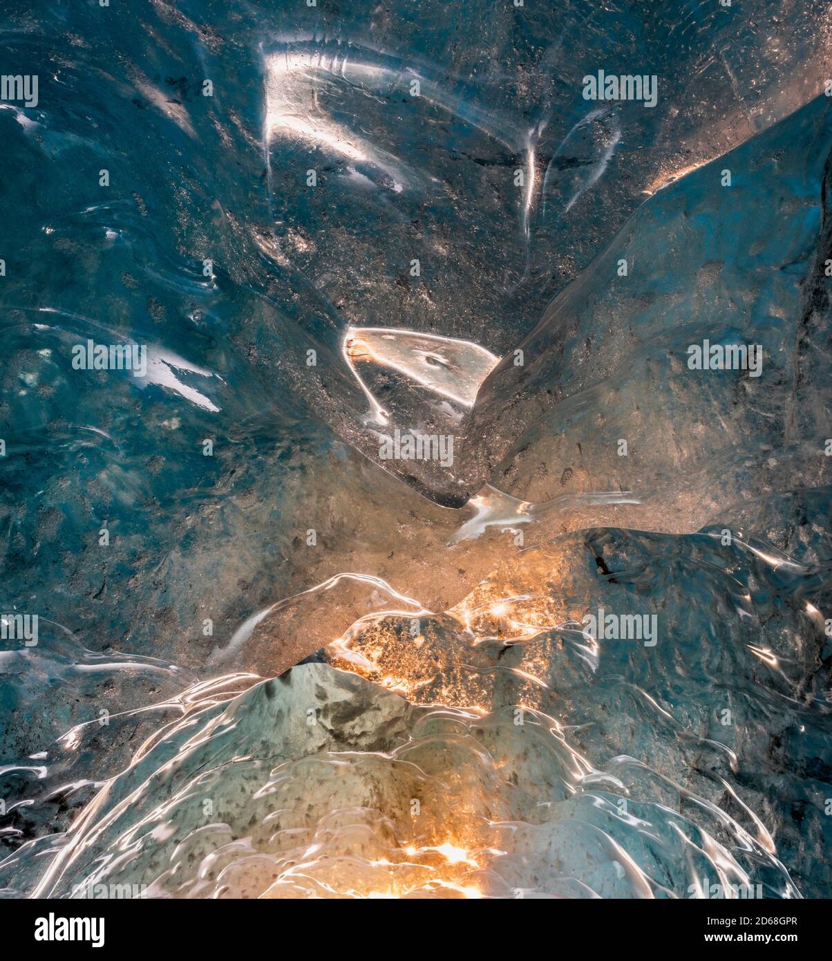 Ice cave in the glacier Breidamerkurjoekull in Vatnajoekull National ...