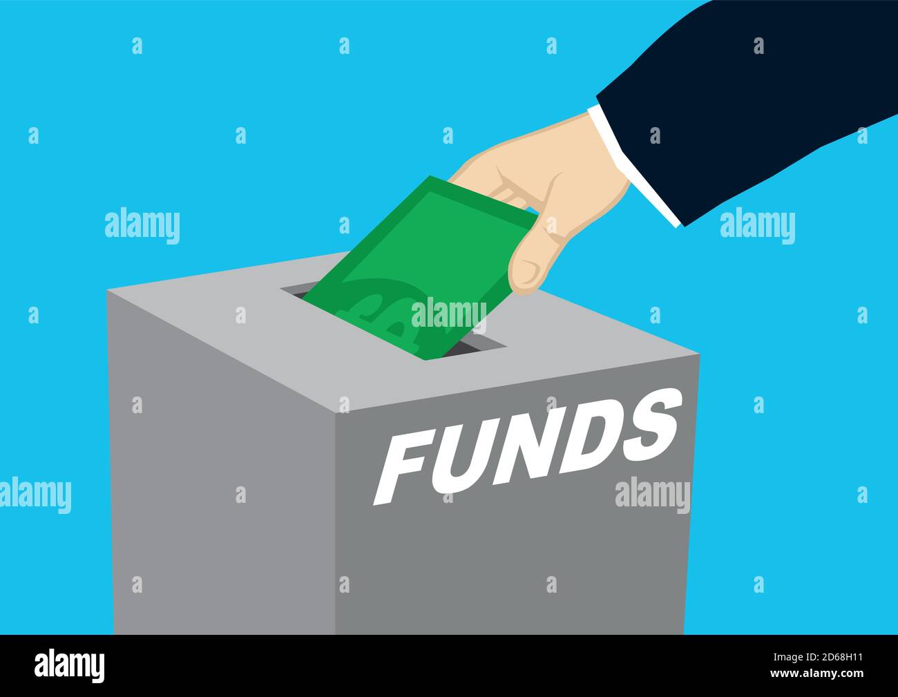 Businessman Donate Money and Charity for a Fund. Vector illustration ...