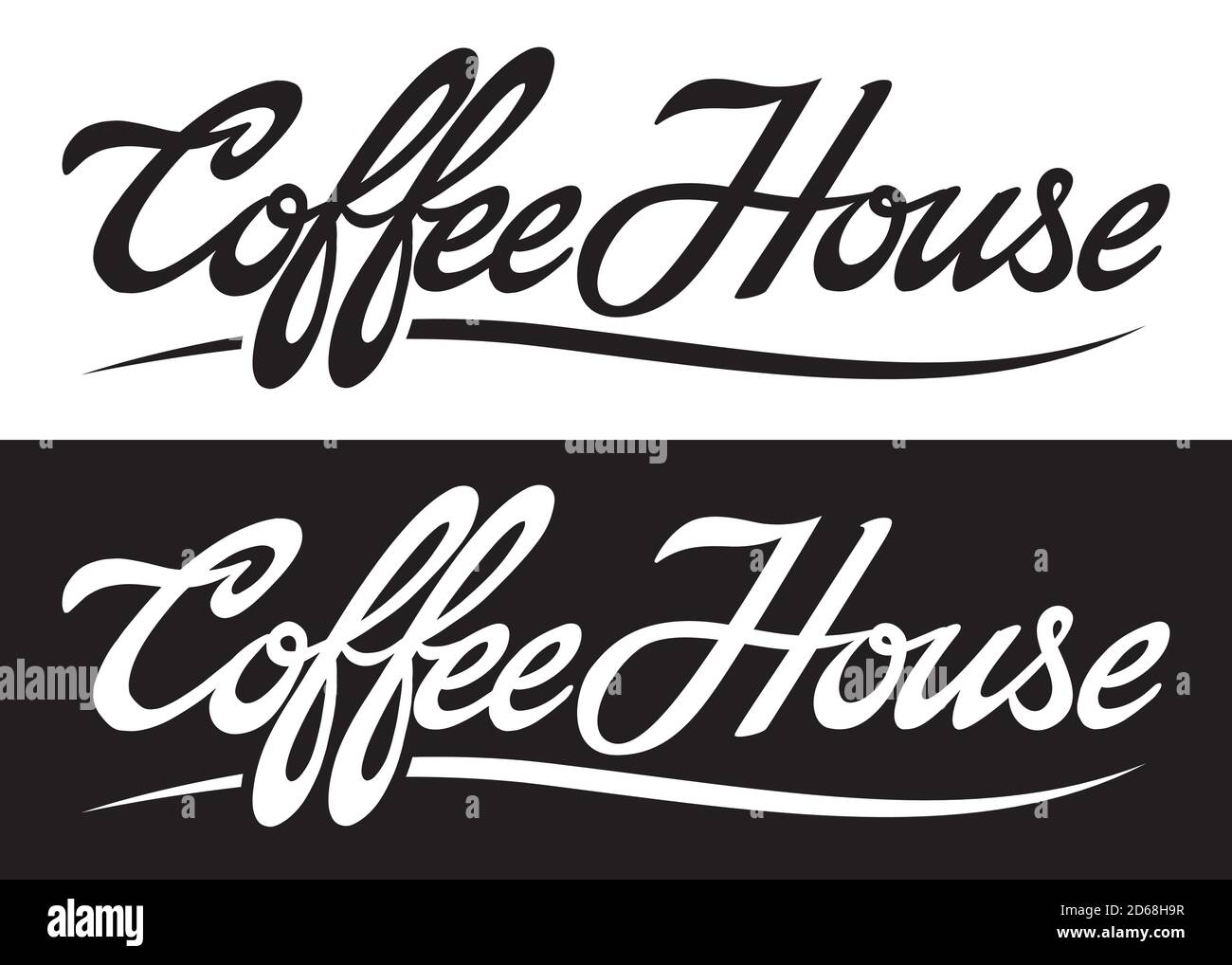 Coffee House. Hand lettering art. Set of 2 brush style letters on ...