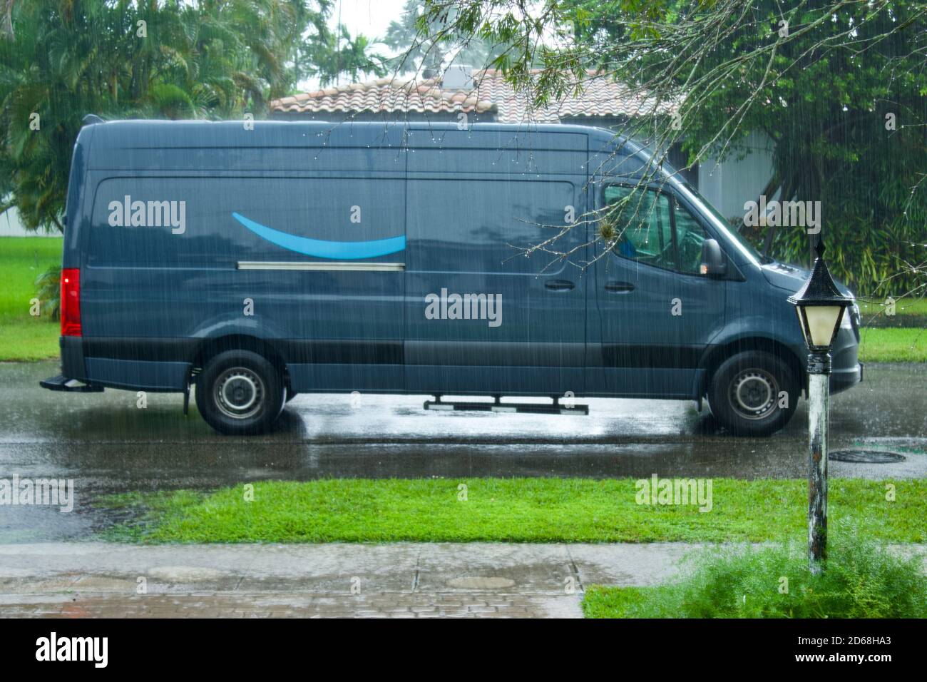 10-02-2020 Miami-Dade county Florida U.S.A. Amazon Prime delivery ...