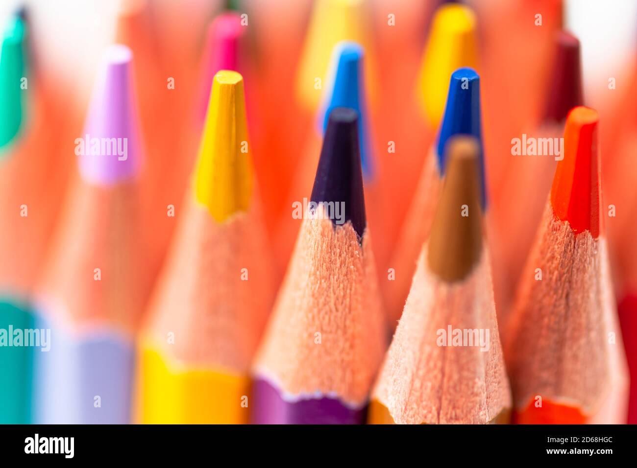 sharpened color pencils pointing up, macro Stock Photo - Alamy