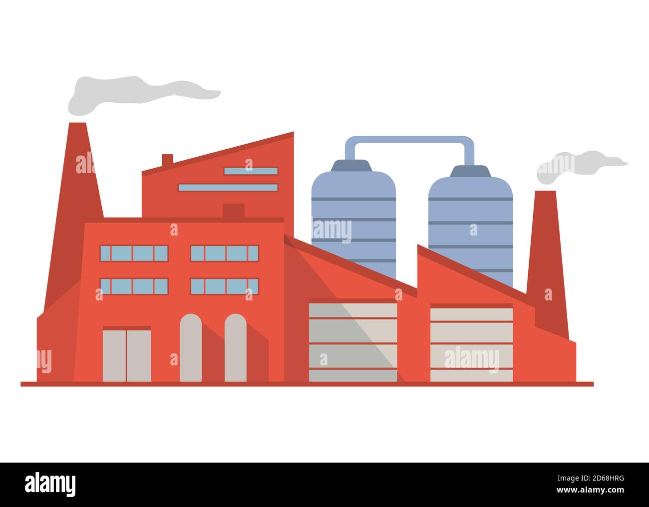 Industrial factory.Industry manufactory building facade. Pollution of ...